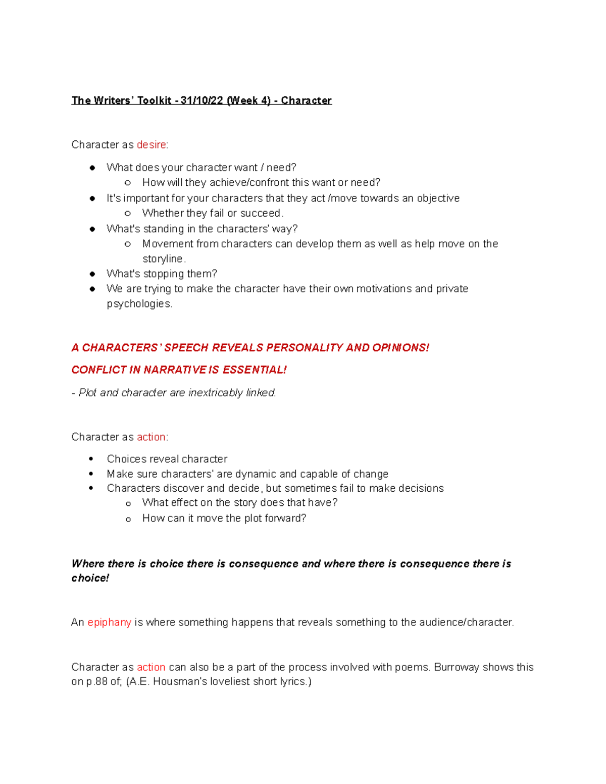 Writers' Toolkit week 4 - The Writers’ Toolkit - 31/10/22 (Week 4 ...