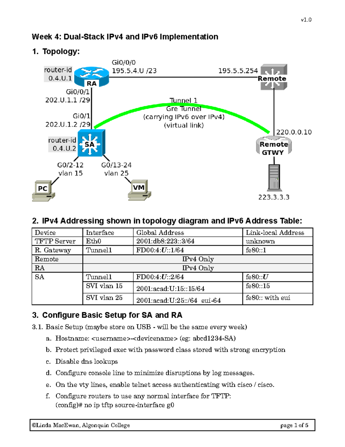 L04-OSPF-IPv6 - lab 4 details - Week 4: Dual-Stack IPv4 and IPv6 Implementation 1. Topology: 2 ...