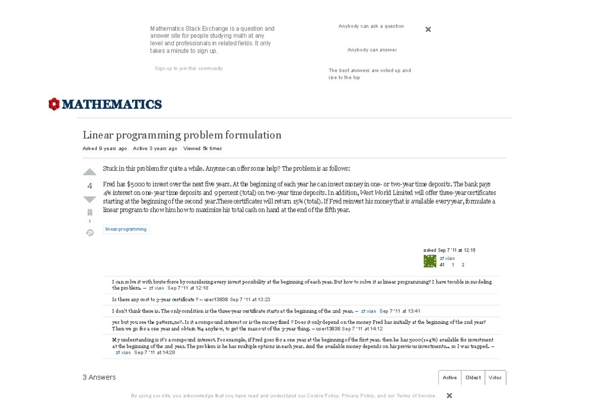 Linear programming problem formulation - Mathematics Stack Exchange answer - Mathematics Stack ...