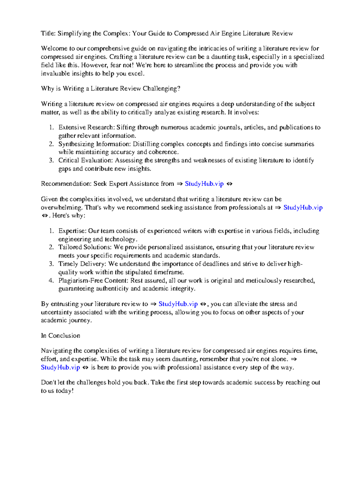 Compressed Air Engine Literature Review - Crafting a literature review ...