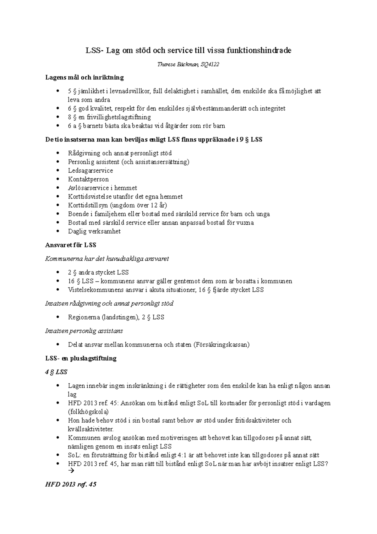 LSS- Lag om stöd och service till vissa funktionshindrade - LSS- Lag om ...