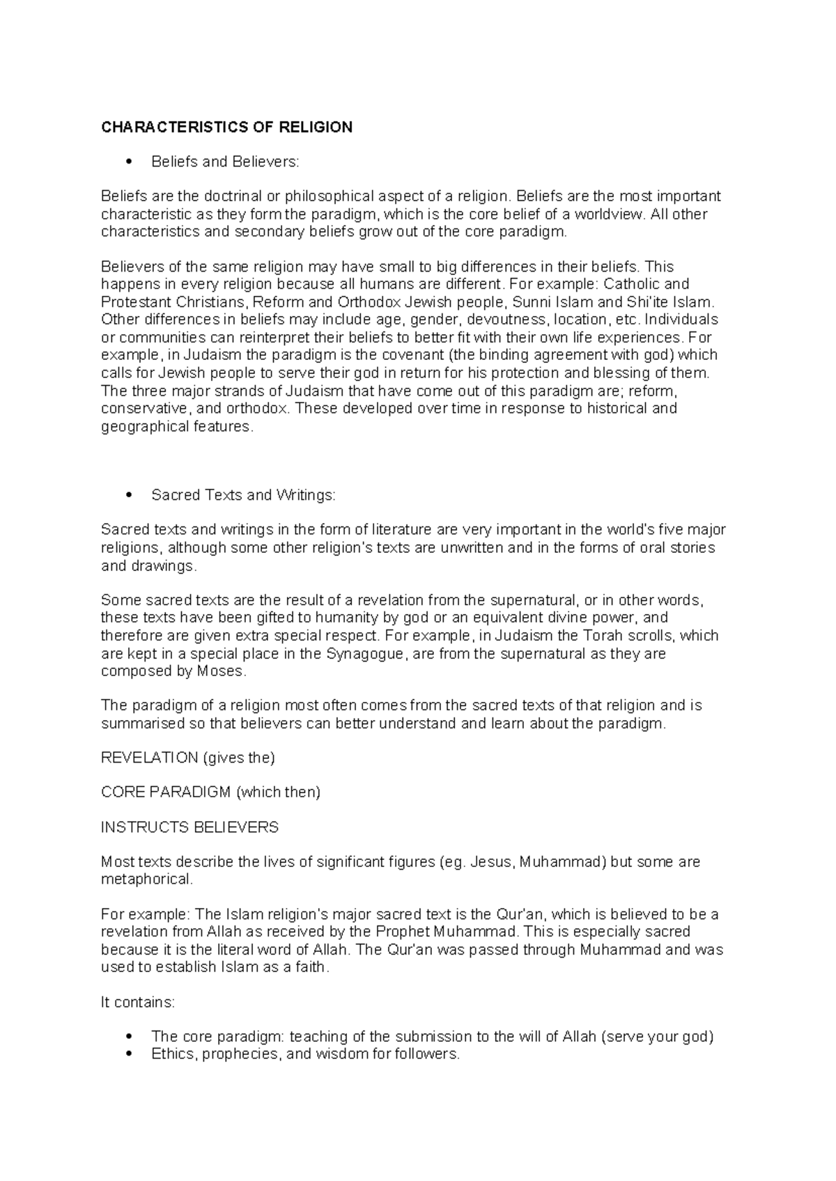 Characteristics Of Religion - CHARACTERISTICS OF RELIGION Beliefs and ...