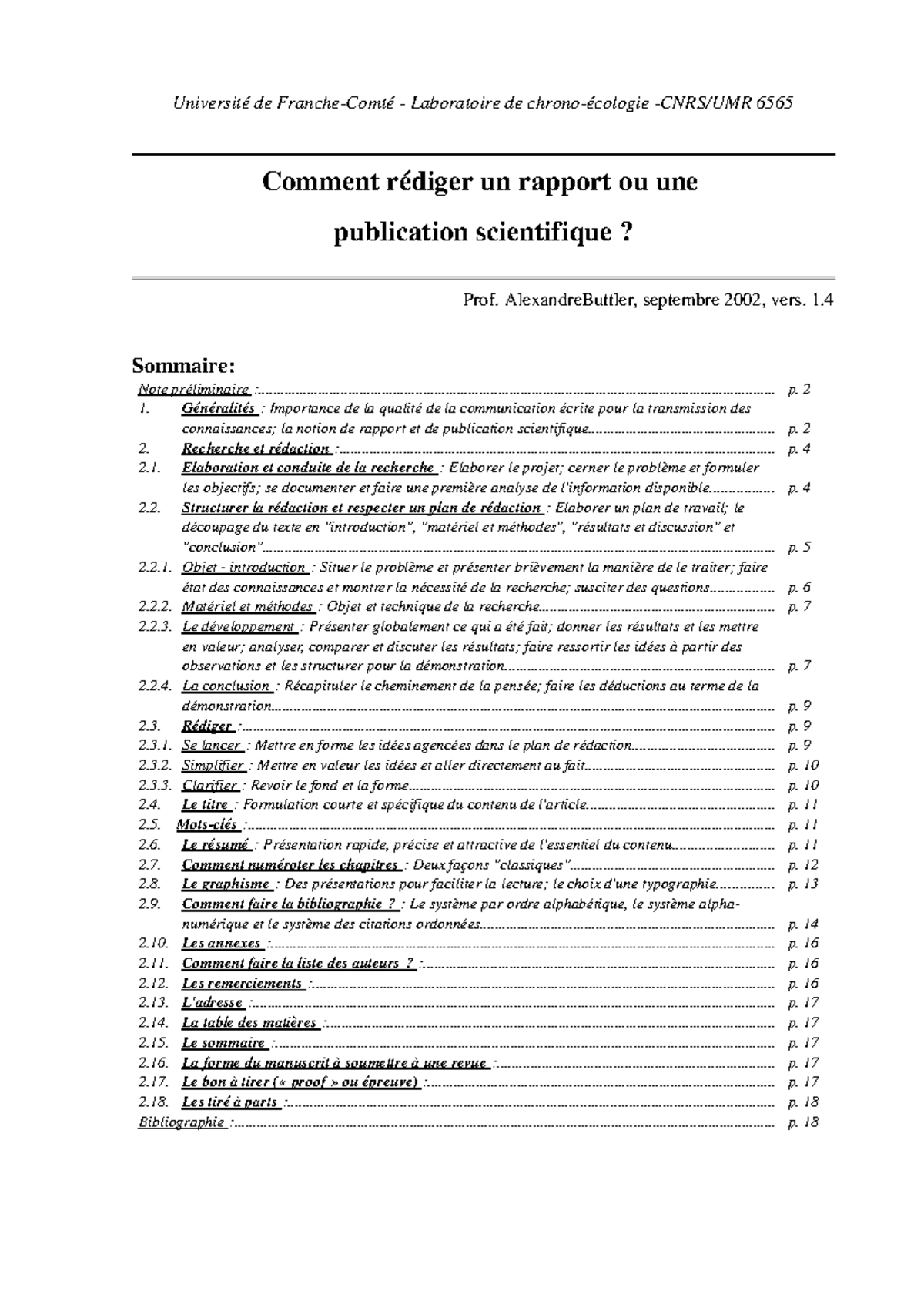 Comment rédiger un rapport - Université de Franche-Comté - Laboratoire ...
