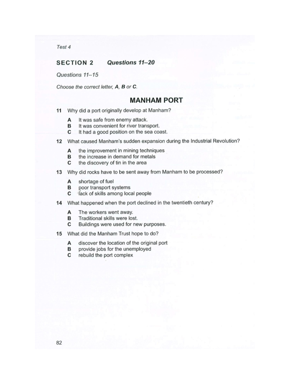 11-15 - notes - Test 4 SECTION 2 Questions Questions Choose the correct ...