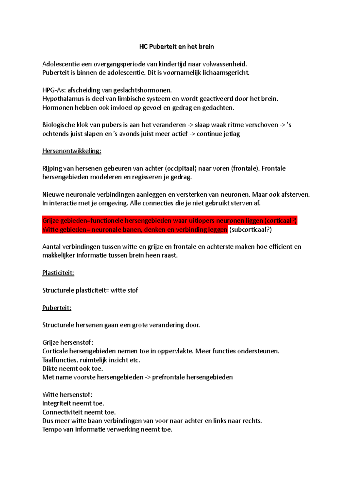 HC Puberteit en het brein - HC Puberteit en het brein Adolescentie een ...