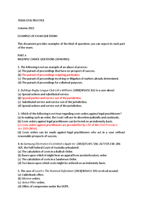 Civil Practice Exam Notes - Civil Practice Lecture Notes (To be Used ...