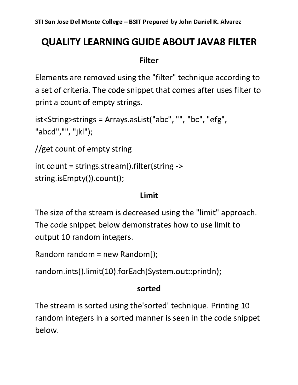 Quality Learning Guide About Java8 Filter - QUALITY LEARNING GUIDE ...