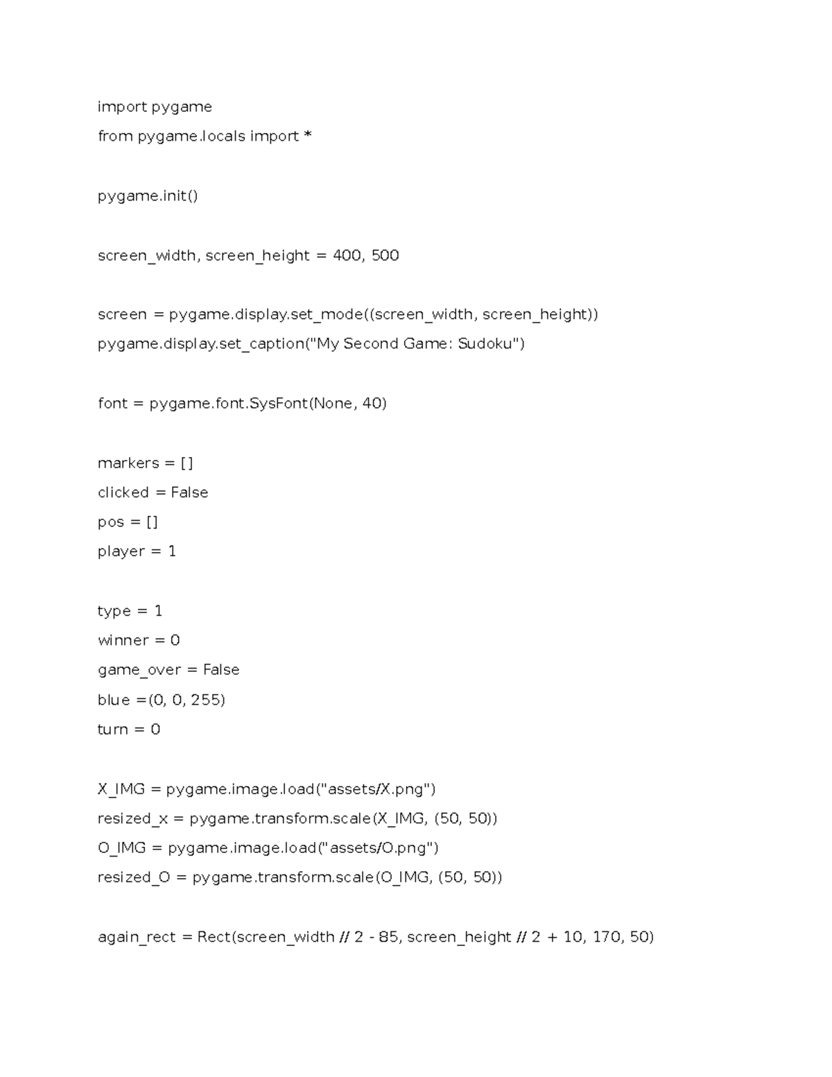 Personal project 3 - import pygame from pygame import * pygame() screen_width, screen_height ...