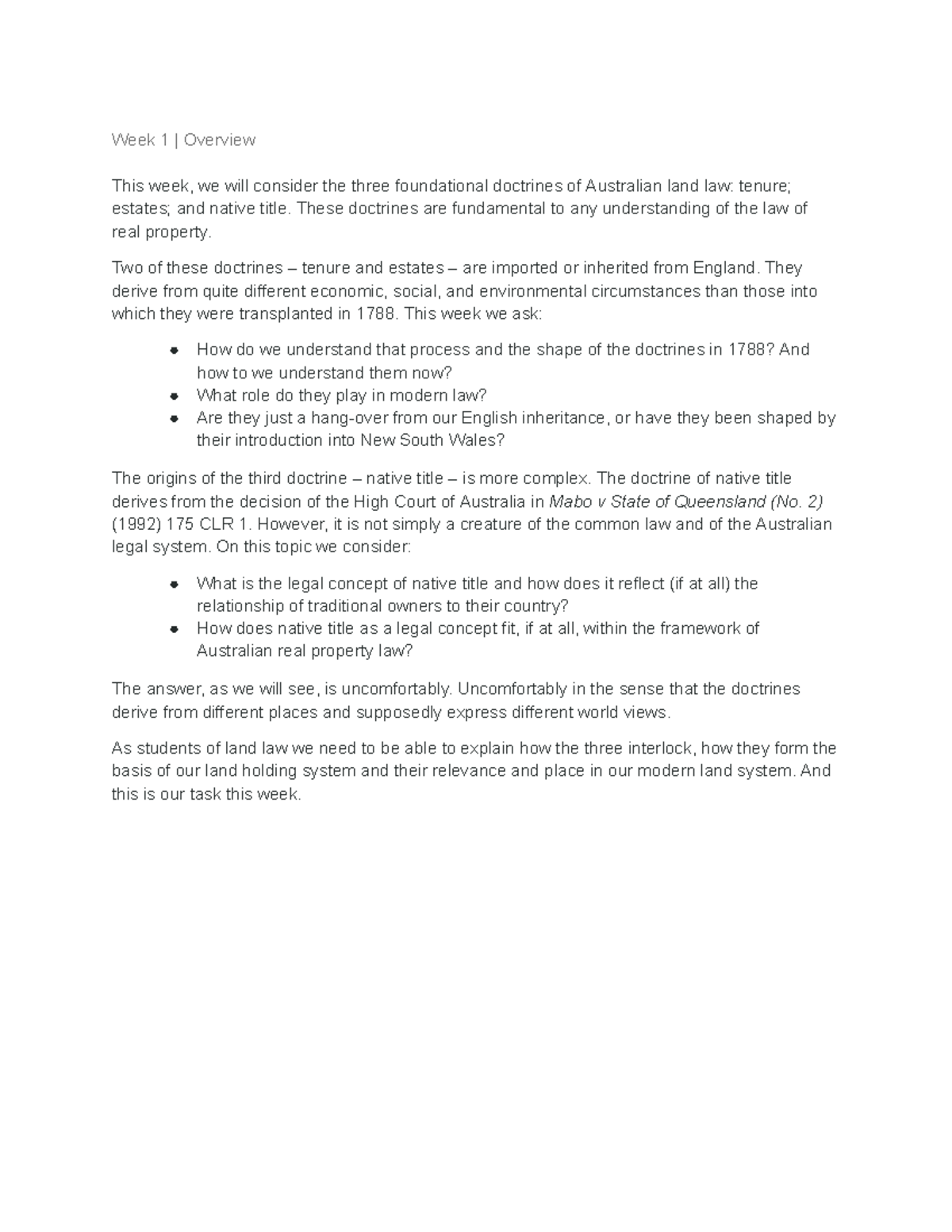 Week 1 Overview - this is the first week requirements - Week 1 ...