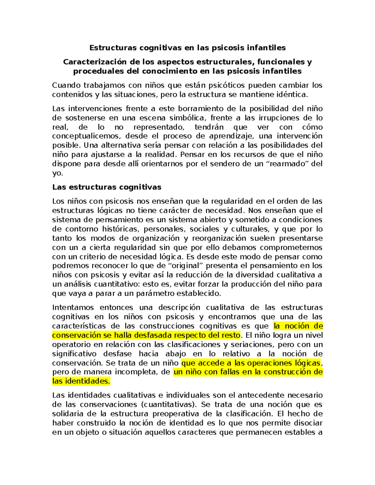 Notas Estructuras cognitivas - Estructuras cognitivas en las psicosis ...