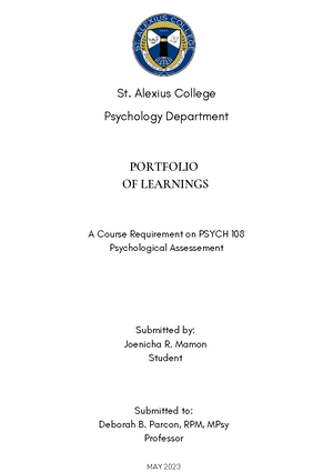 1.1.1 Psych 108 LAB Portfolio - Medical Laboratory Science - St ...