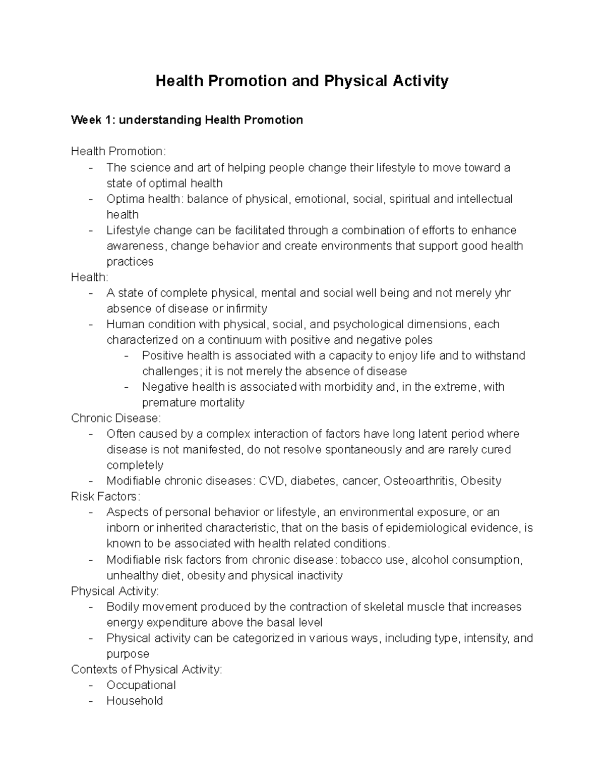 Health Promotion and Physical Activity - Modifiable risk factors from ...