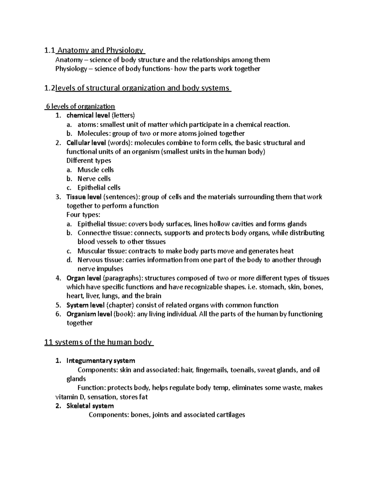 Anatomy and Physiology - 1 Anatomy and Physiology Anatomy – science of ...