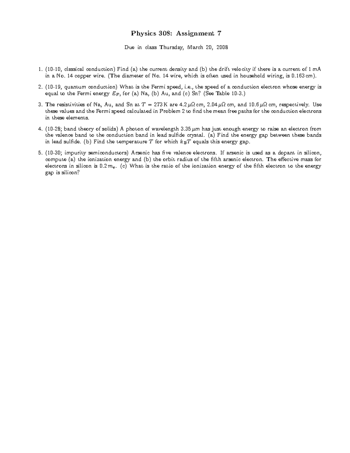 Exam 10 May 2018, questions and answers - Physics 308: Assignment 7 Due ...