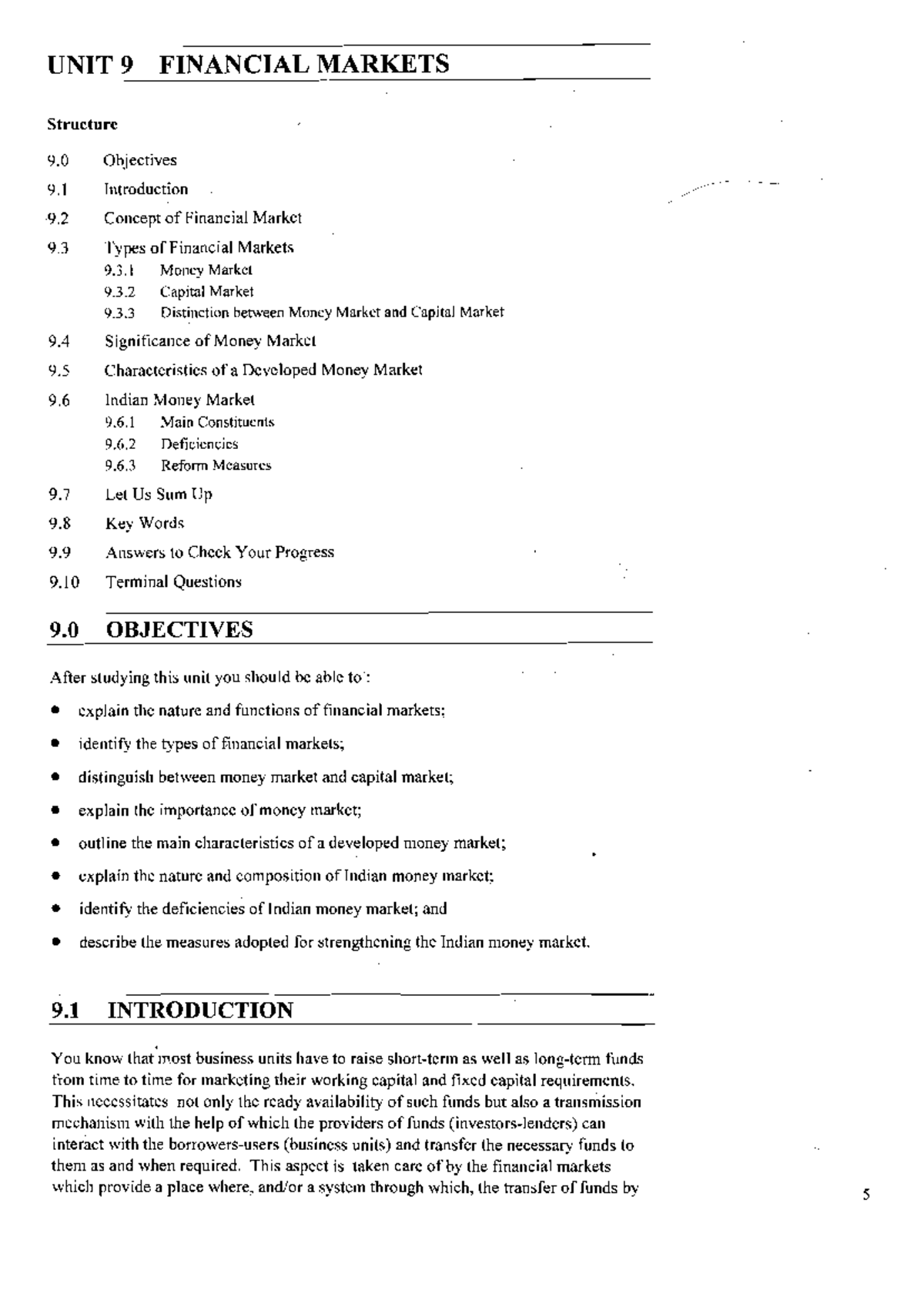 Unit-9 - Environment study - UNIT 9 FINANCIAL MARKETS Structure 9 ...