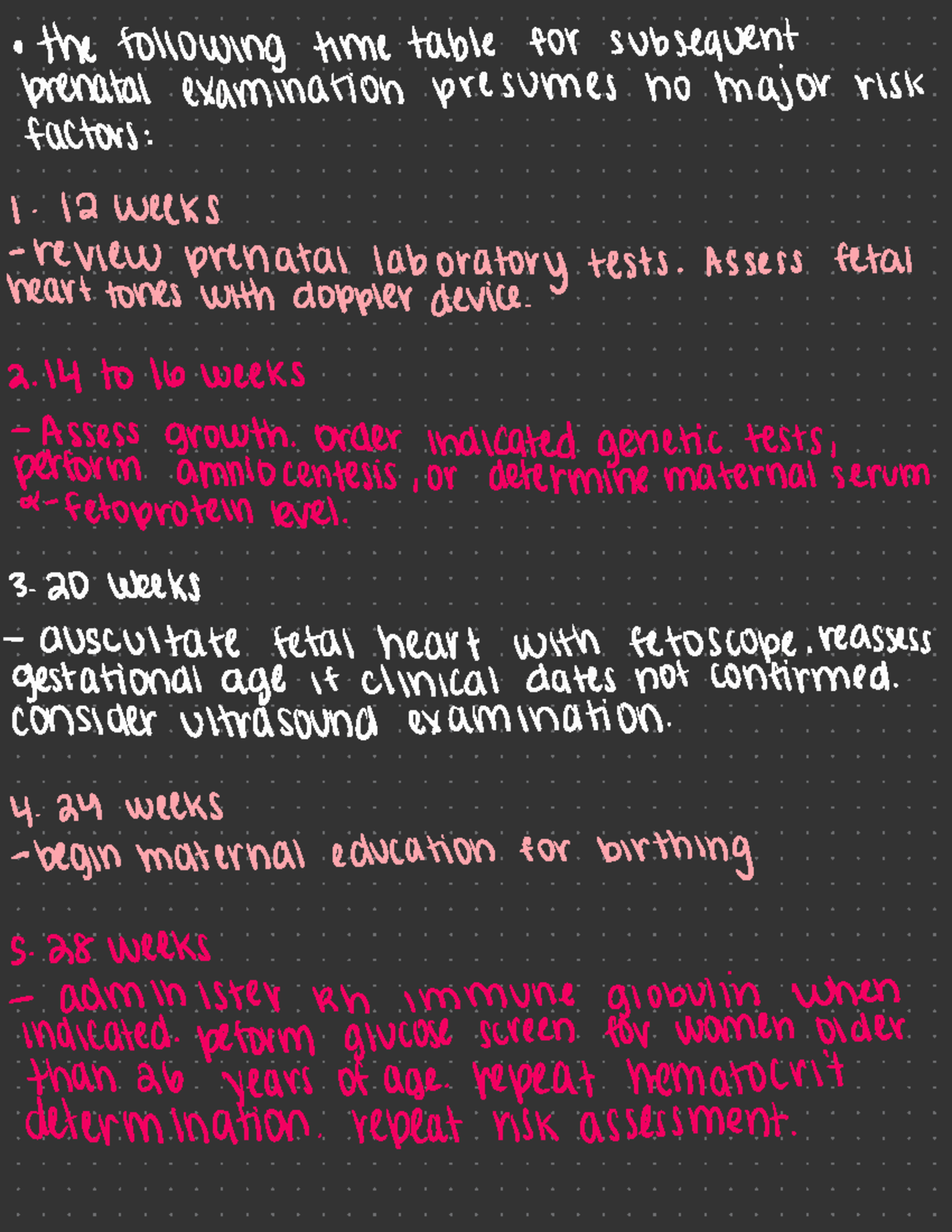 Pregnancy Examination-part 2 - the following time table for subsequent ...