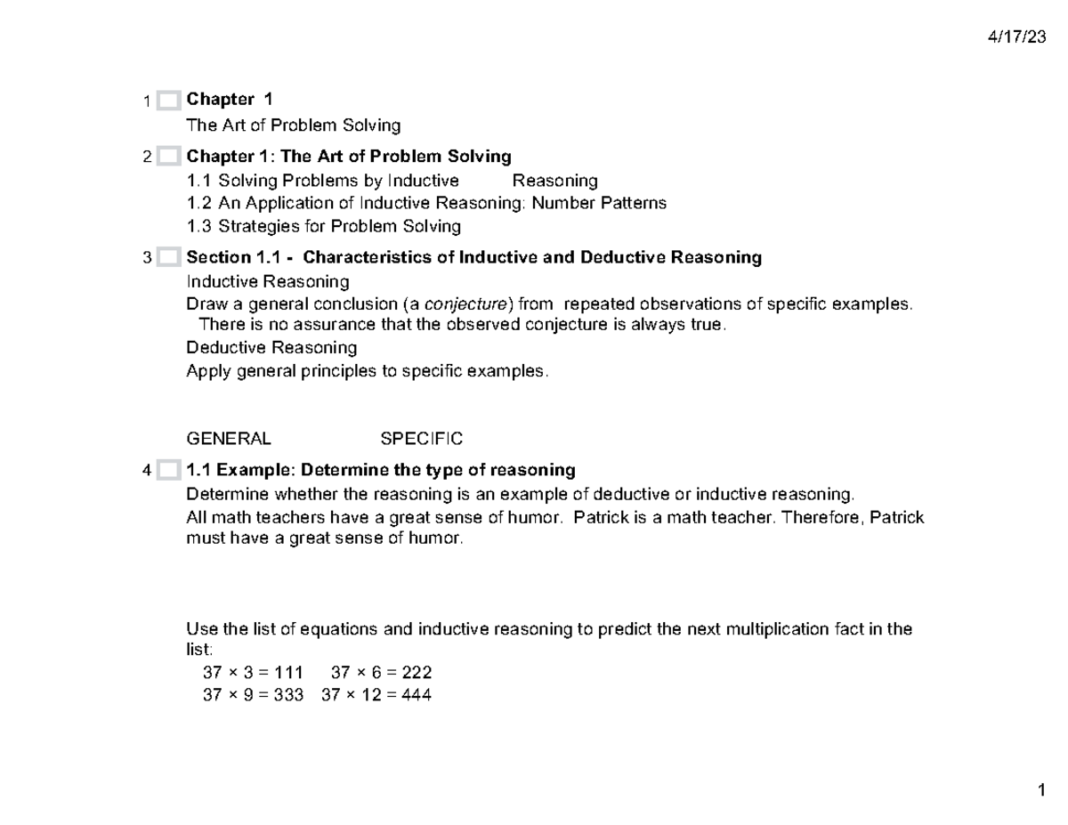 Chapter 1: The Art of Problem Solving - Studocu