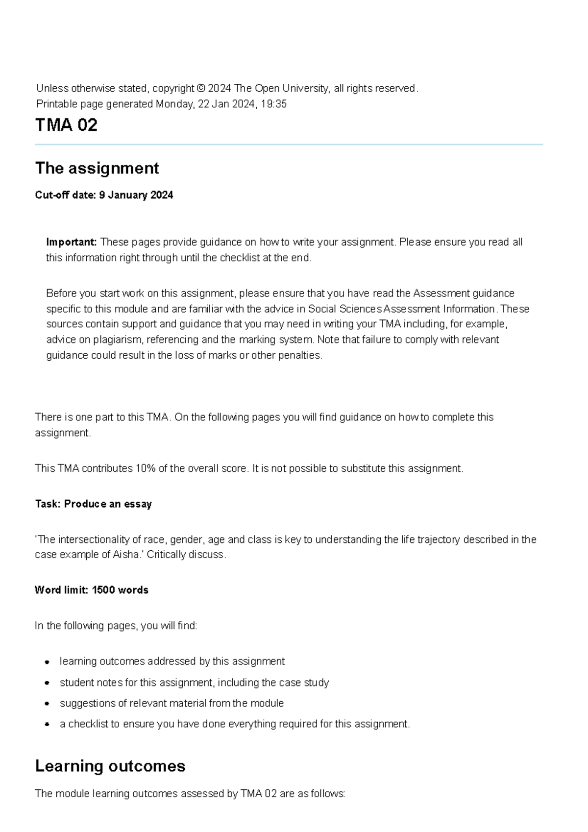 TMA 02 Assignment - Unless otherwise stated, copyright © 2024 The Open ...