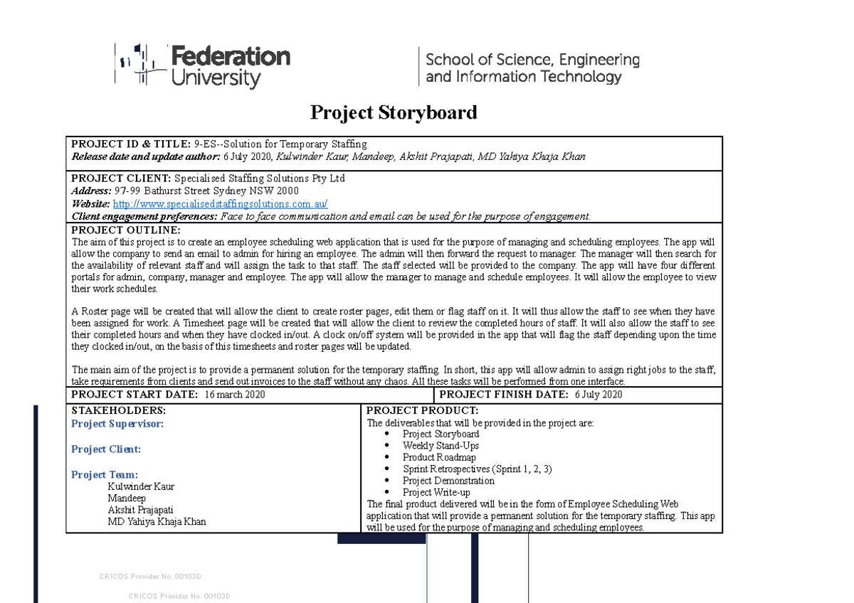 KANU Project storyboard - Project Storyboard PROJECT ID & TITLE: 9-ES-Solution for Temporary ...