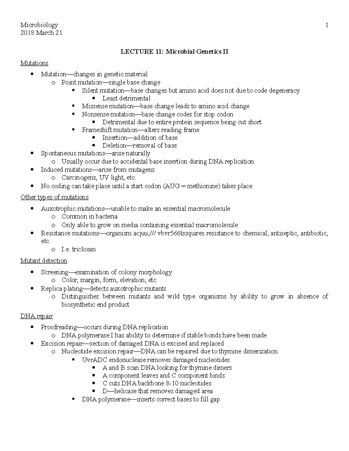 Microbiology 2018-3-21 lecture 11 microbial genetics II - 2018 March 21 ...