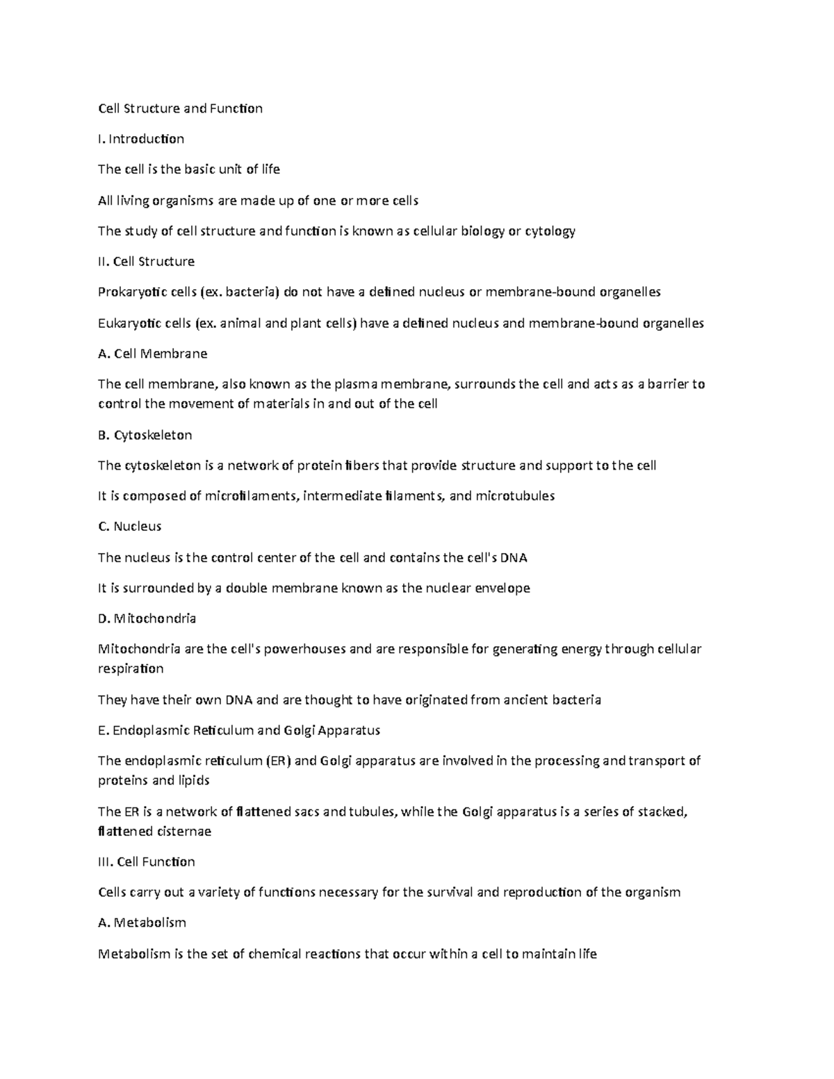 Cell Structure and Function - Introduction The cell is the basic unit ...