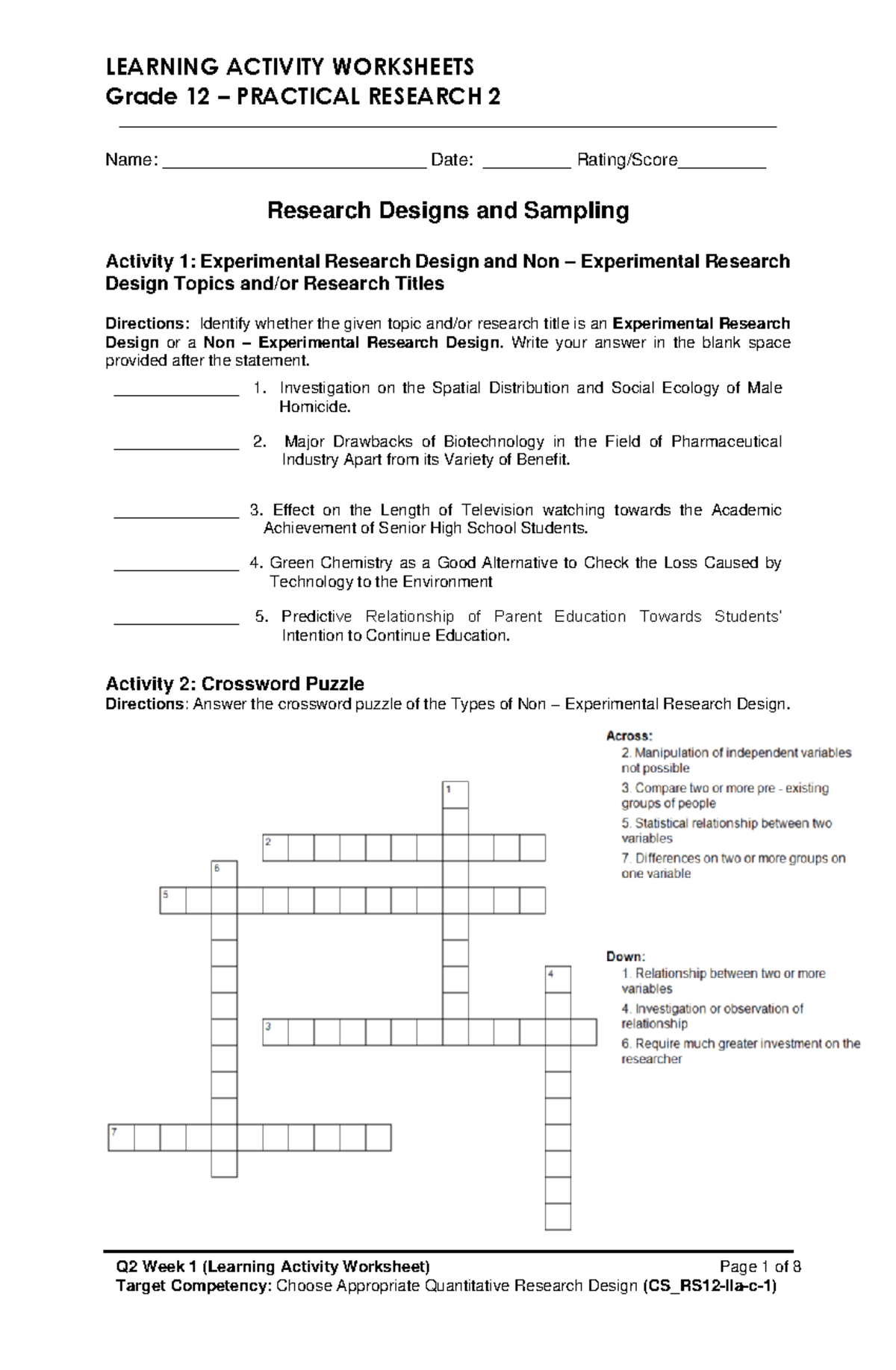 Q2 PR2 LAW-no.-1-WEEK-1-2-1 - Grade 12 – PRACTICAL RESEARCH 2 - Studocu