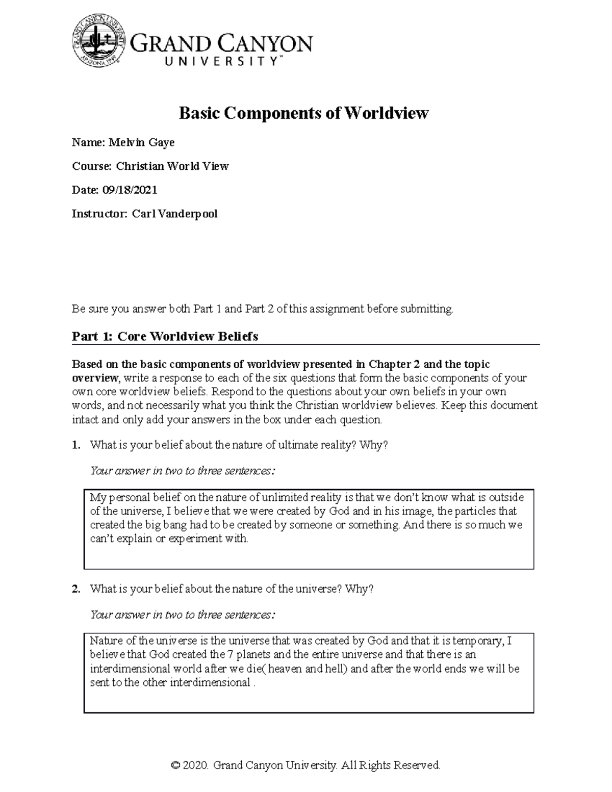 Basic Components of Worldview - Studocu
