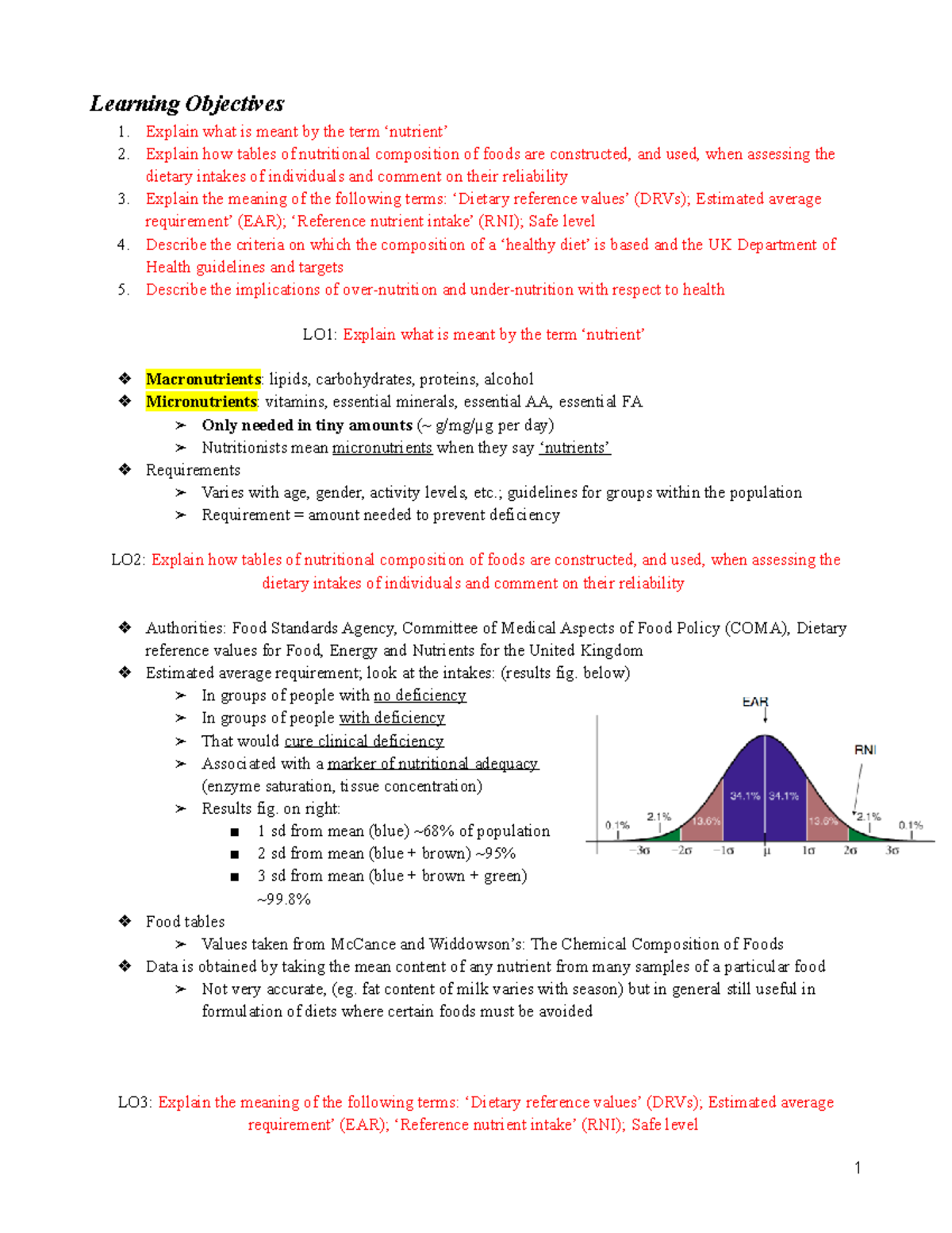 MBBS 1_NAM 8. Nutrition & Health - Learning Objectives Explain what is ...