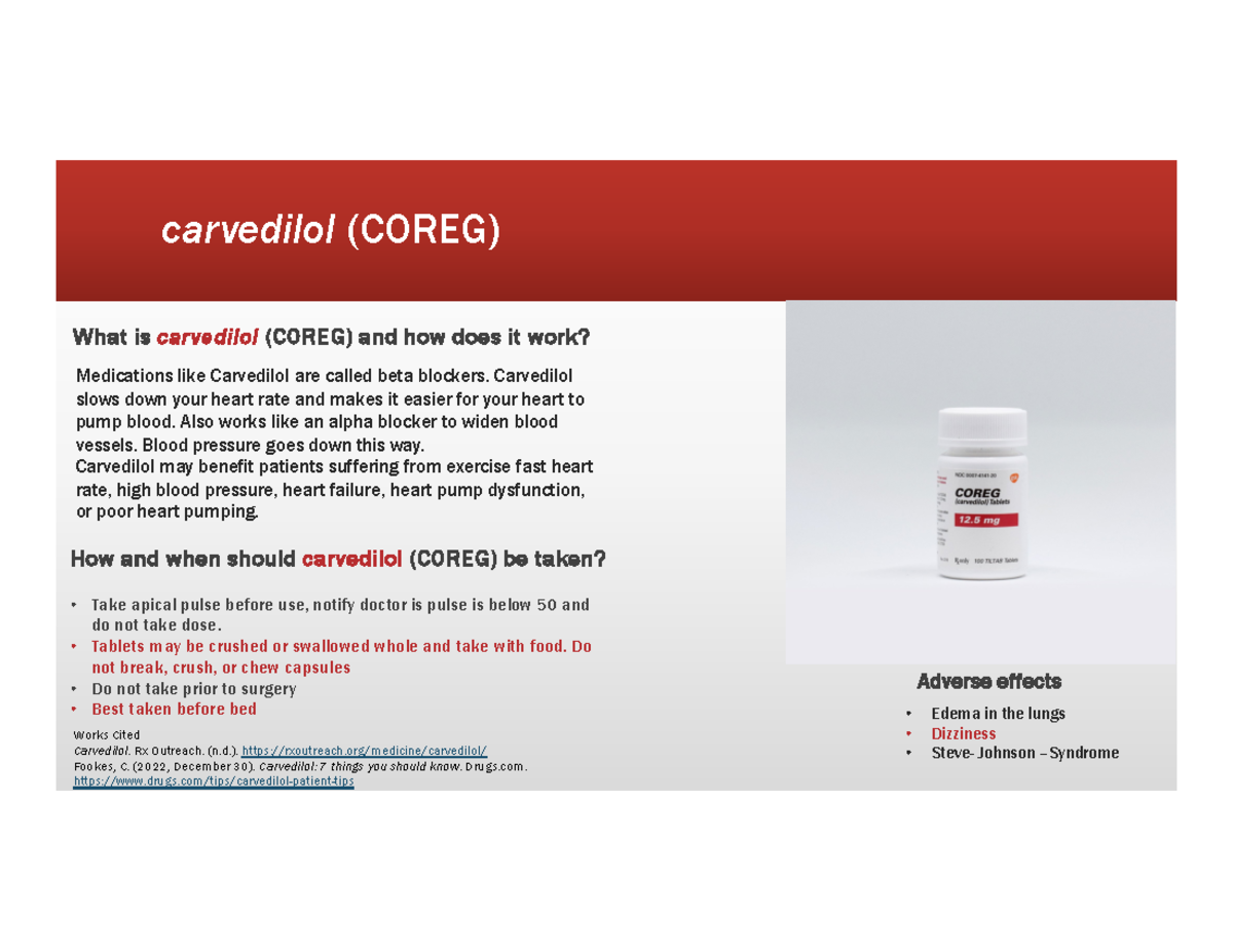 Carvedilol pdf - carvedilol (COREG) What is carvedilol (COREG) and how ...