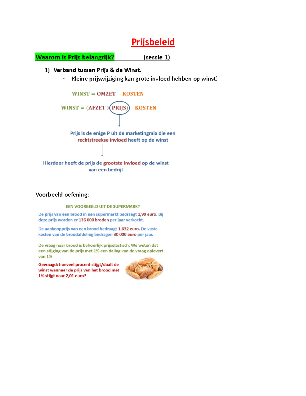 Prijsbeleid - Samenvatting - Prijsbeleid Waarom is Prijs belangrijk ...