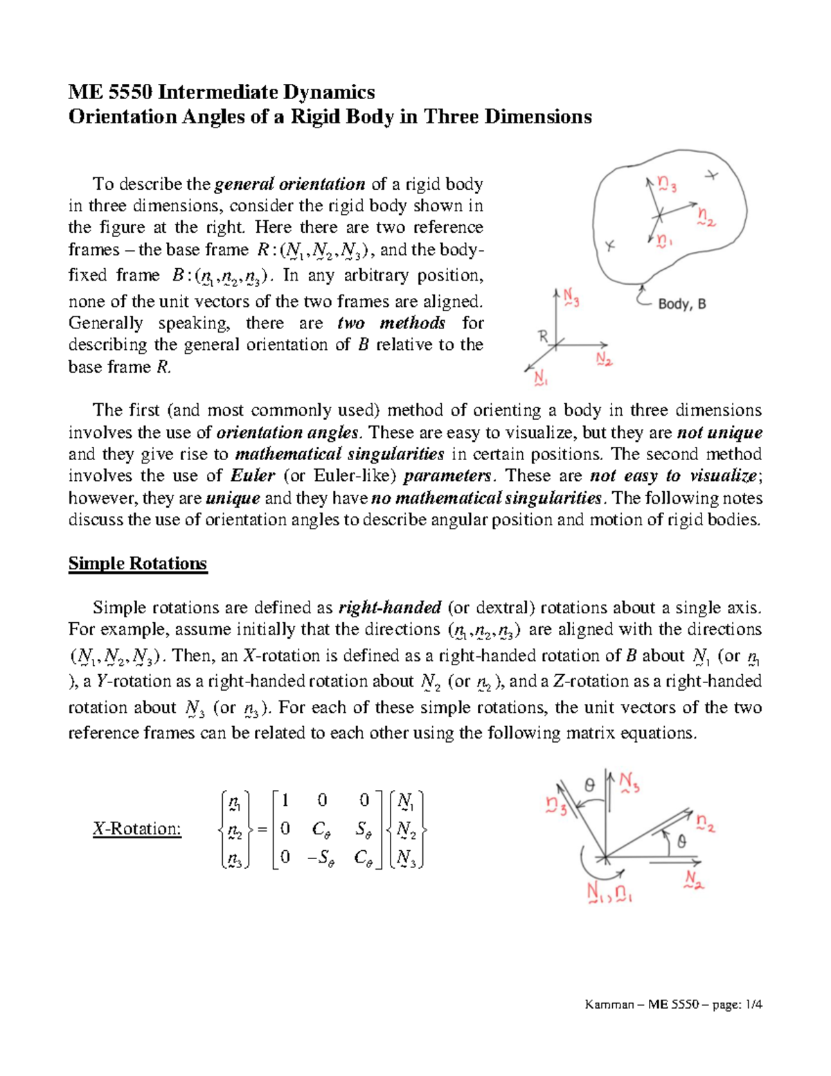 Me555Orientation Agles - ME 5550 Intermediate Dynamics Orientation Angles of a Rigid Body in ...