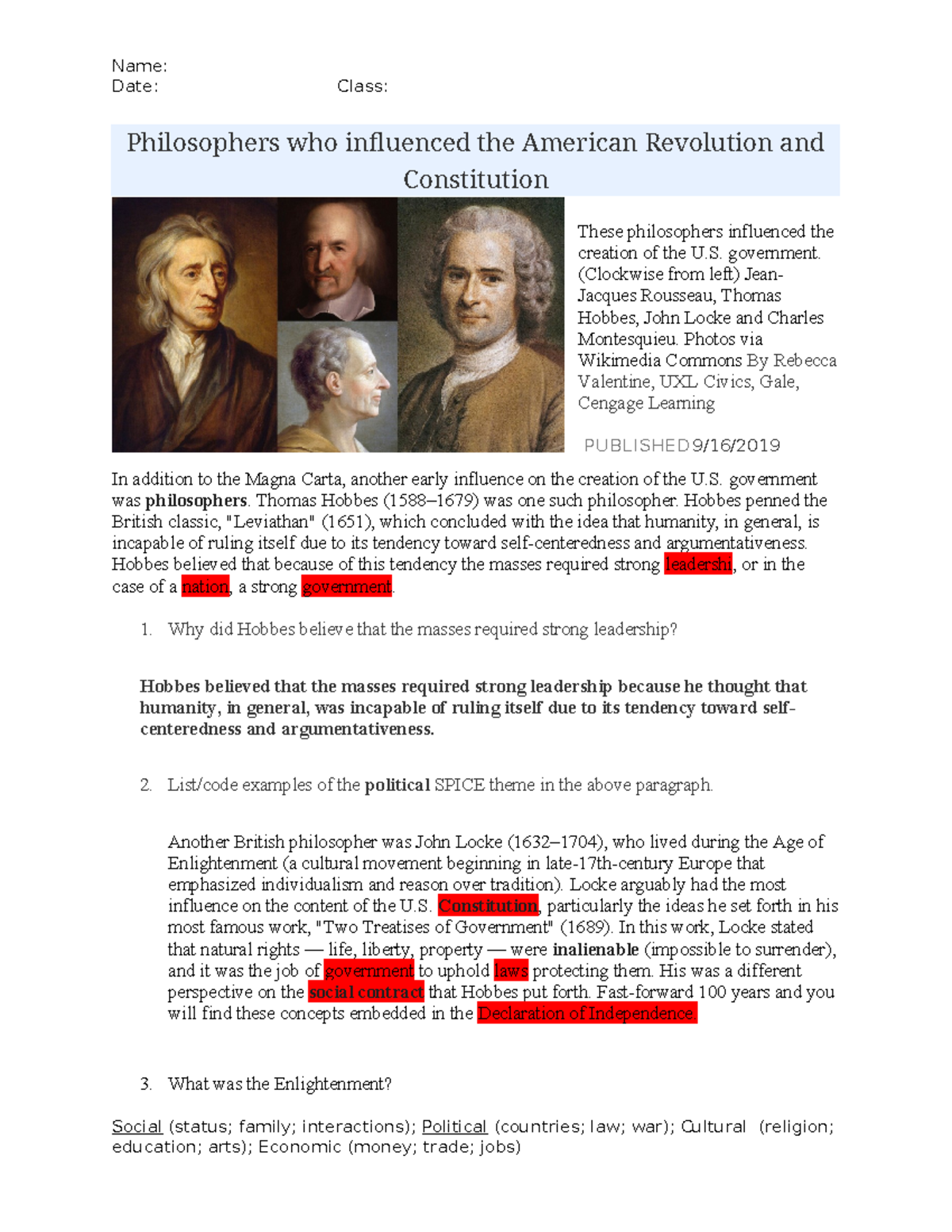 NEC2551 2 - hdudidiid - Date: Class: Philosophers who influenced the ...