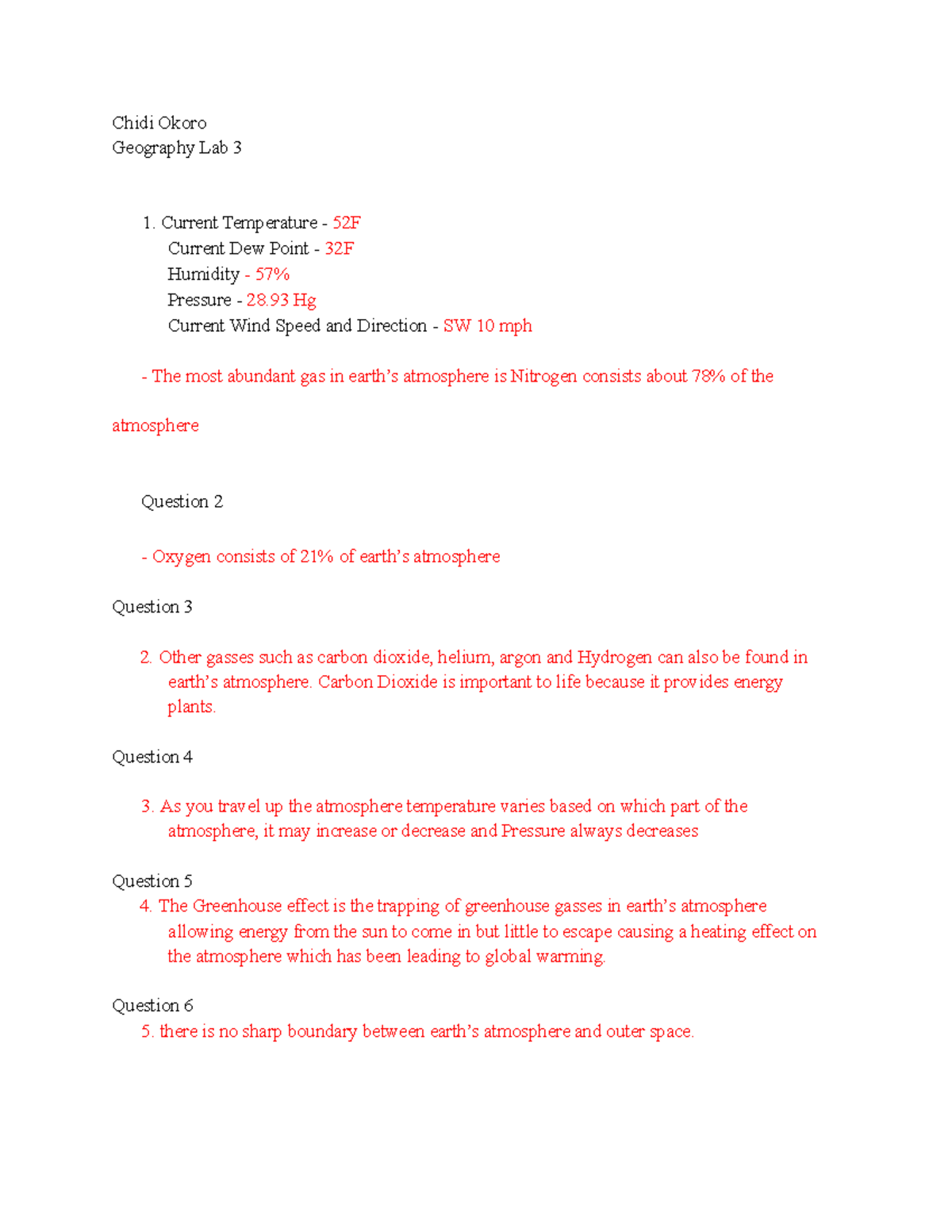 Geography Lab 3 - Chidi Okoro Geography Lab 3 1. Current Temperature ...