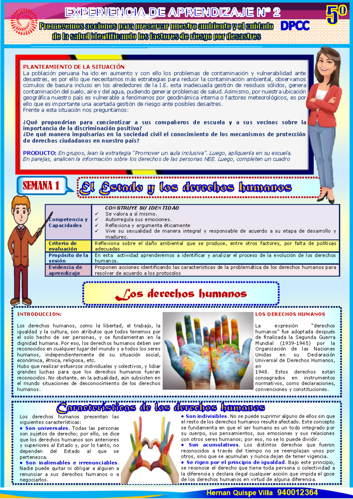 5º DPCC Ed A 2 - Temas de la EDA 2 - Los derechos humanos PLANTEAMIENTO DE LA SITUACIÓN La ...