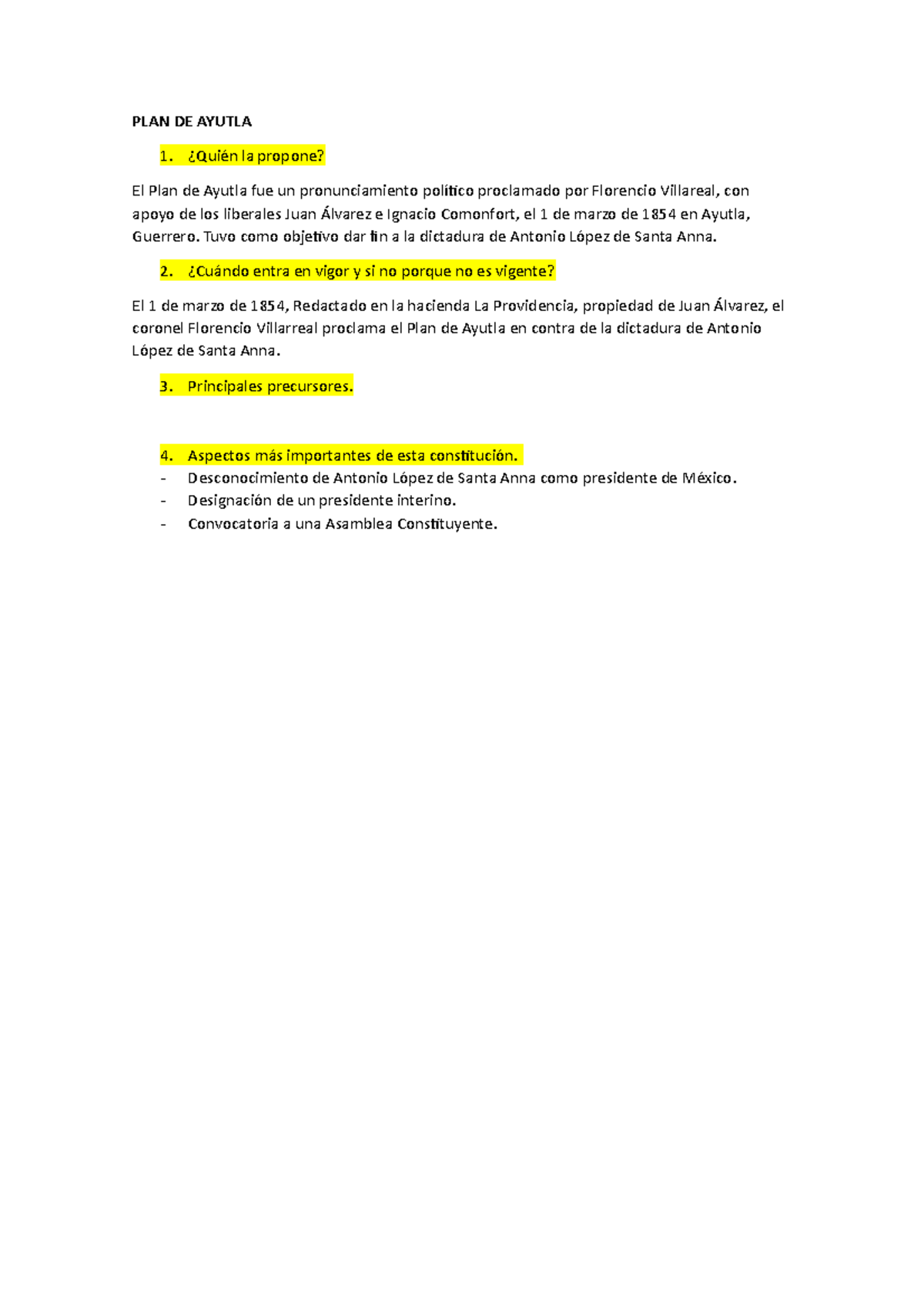 PLAN DE Ayutla historia de derecho - PLAN DE AYUTLA ¿Quién la propone? El Plan de Ayutla fue un ...