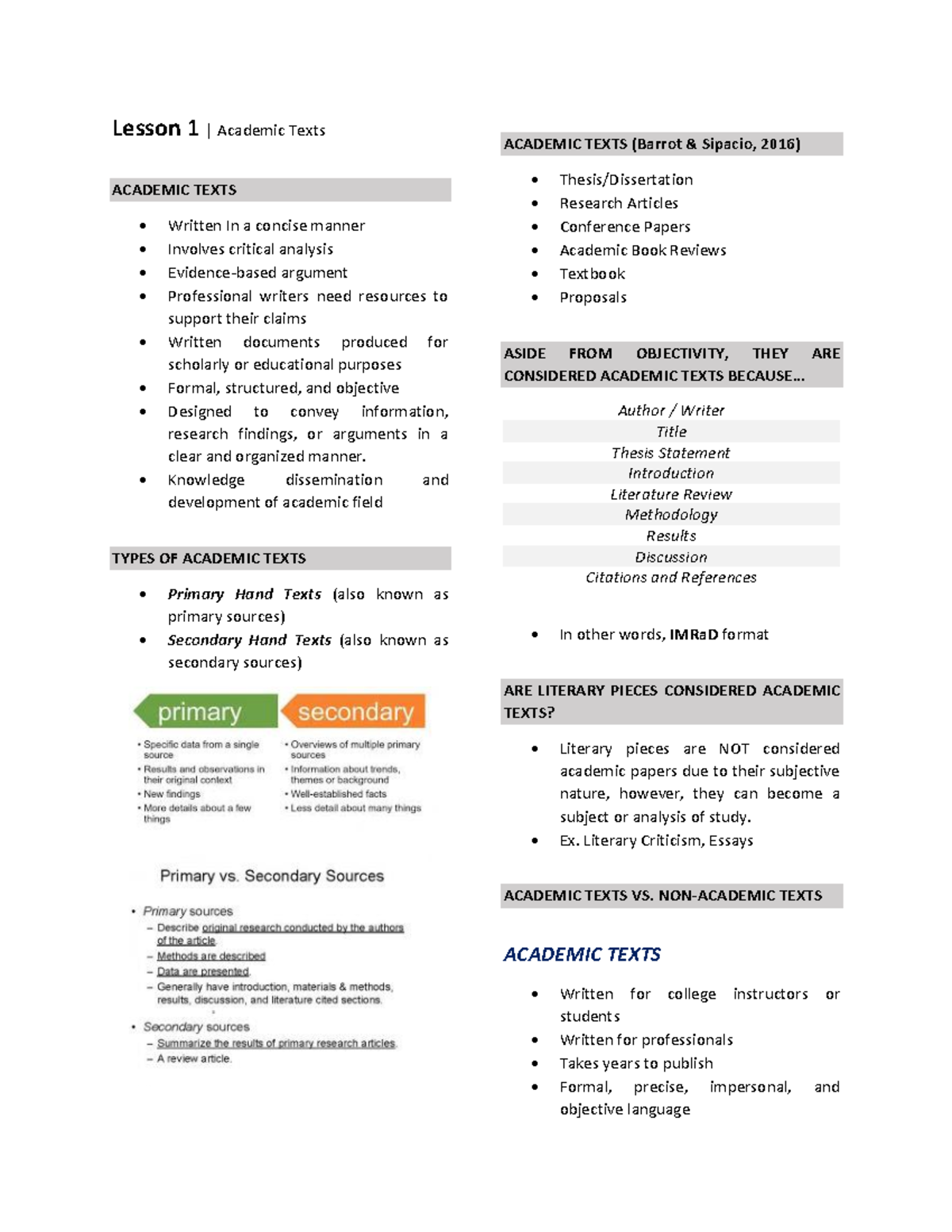 EESP 10 YD Academic Texts and Summarizing - Lesson 1 | Academic Texts ...