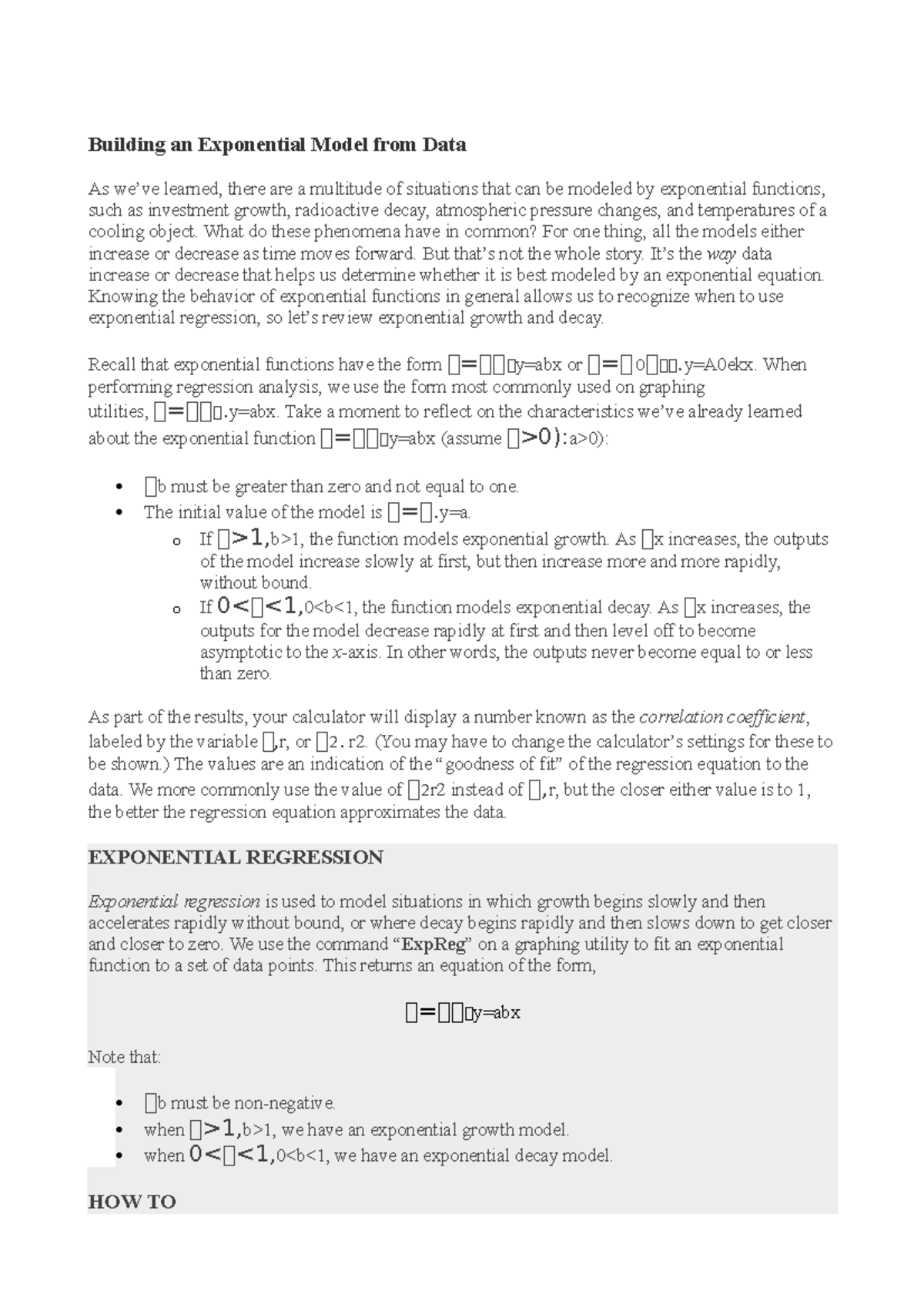 68 Fitting Models To Data Building An Exponential Model From Data As