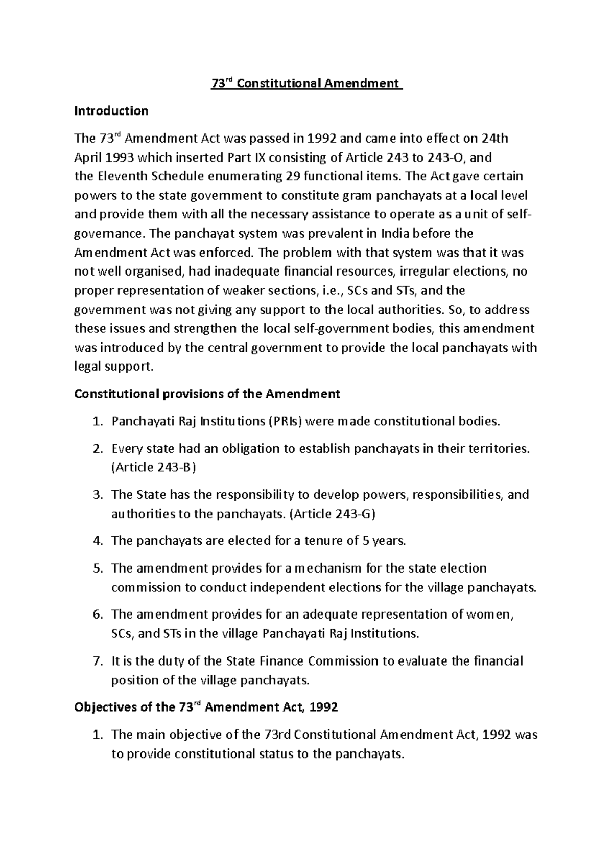 73rd Constitutional Amendment - 73 rd Constitutional Amendment ...
