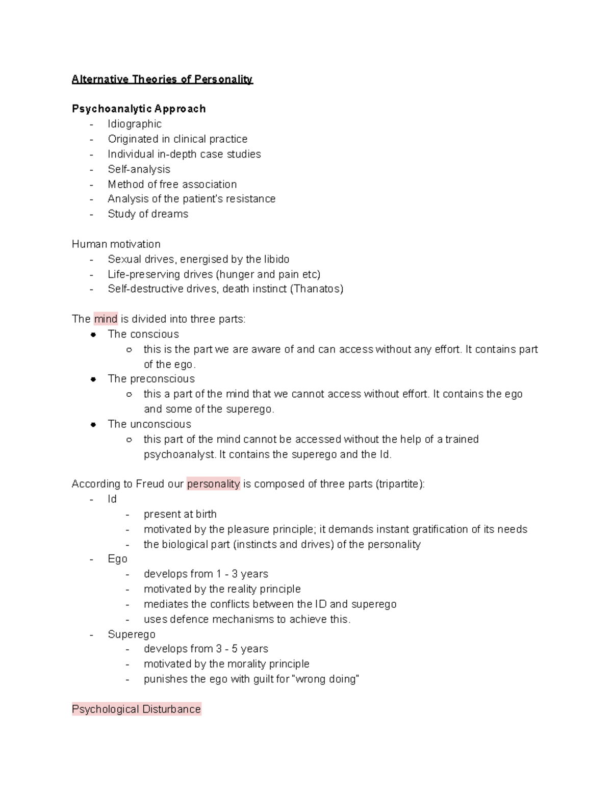 Alternative Theories of Personality - Alternative Theories of ...