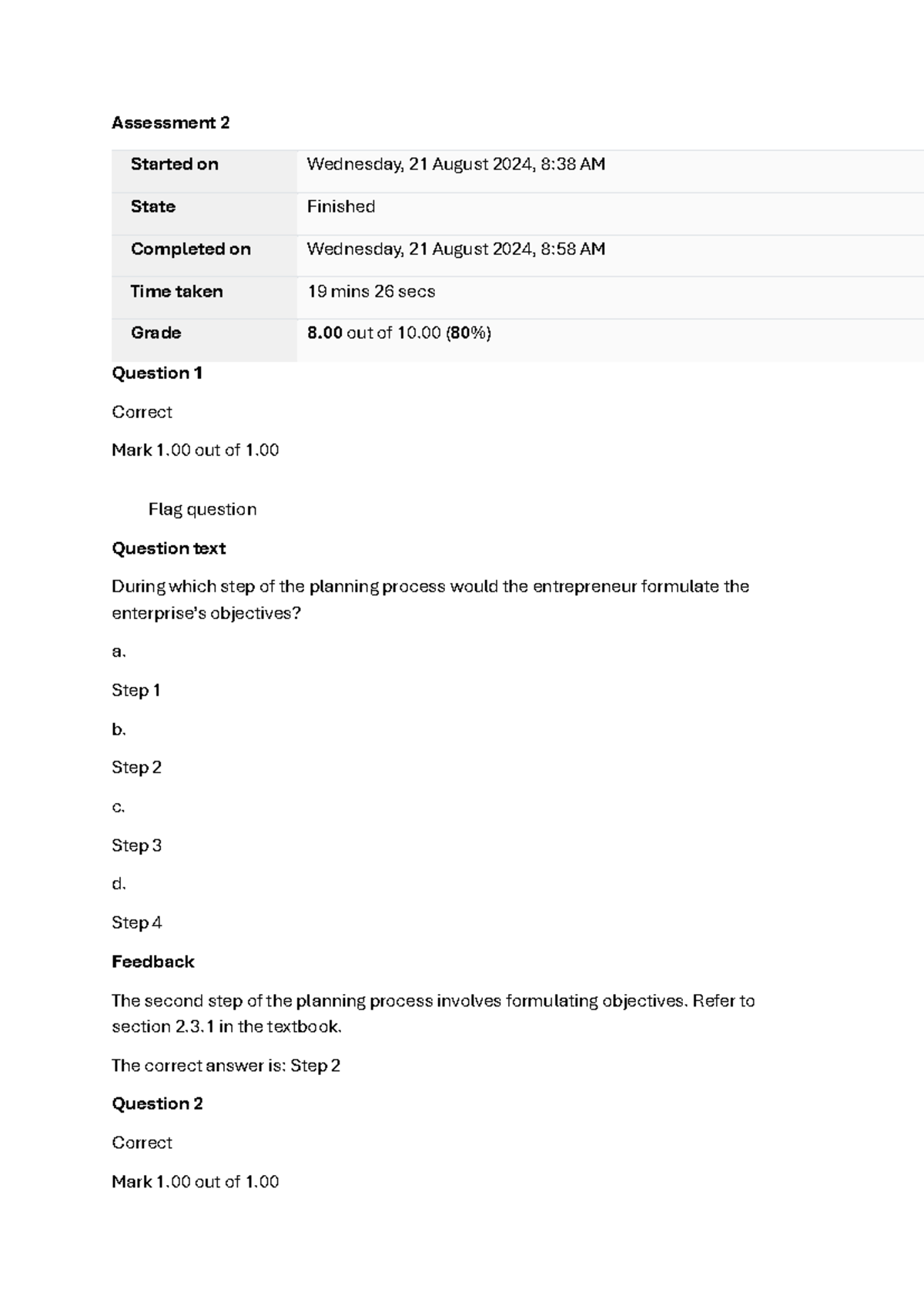 BSM1602-24-S2 Assessment 2 - Assessment 2 Started on Wednesday, 21 ...