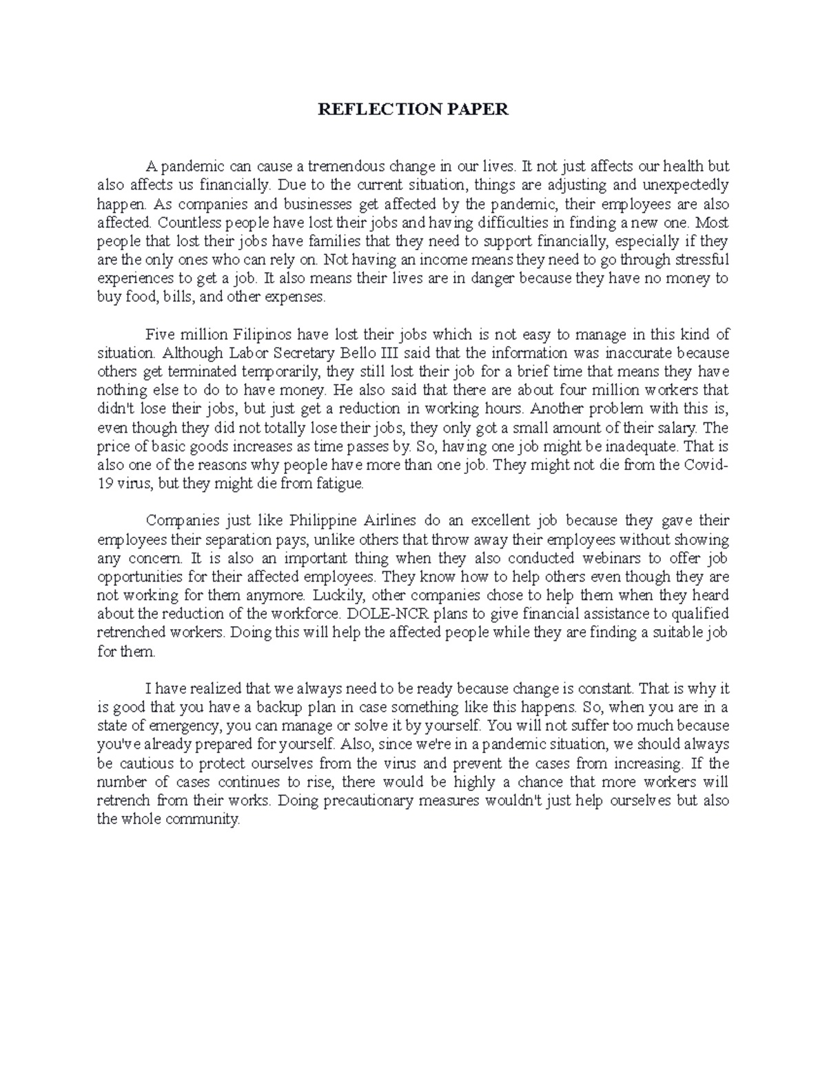 Reflection Paper ECO - 04 Activity 2 WEEK 1 2ND Grading-ESP- Adora ...