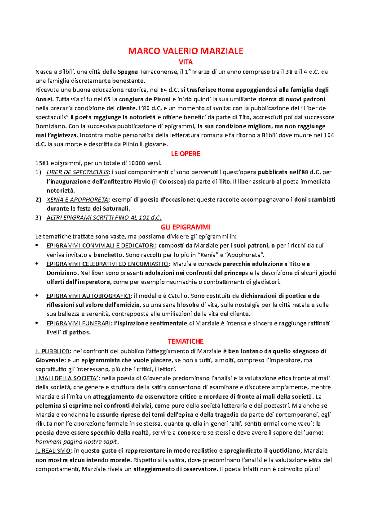 Marziale - MARCO VALERIO MARZIALE VITA Nasce a Bilbili, una città della Spagna Tarraconense, il ...