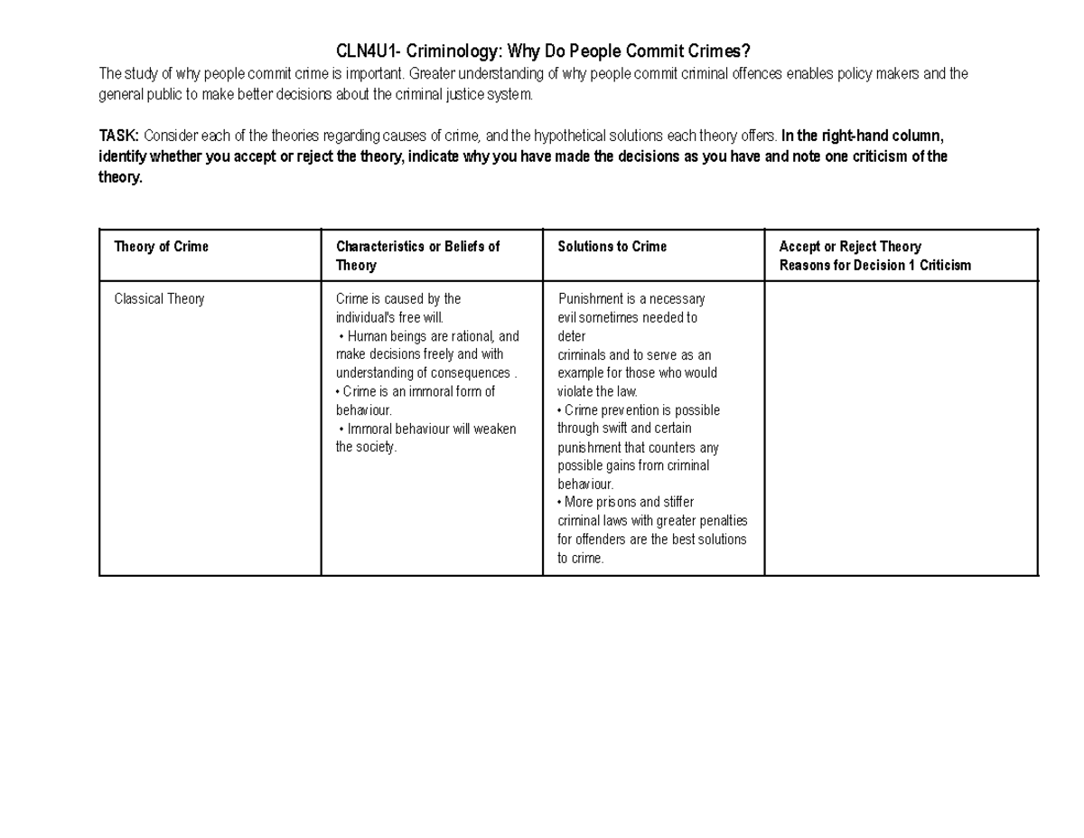 Criminology Why Do People Commit Crimes - Greater understanding of why ...