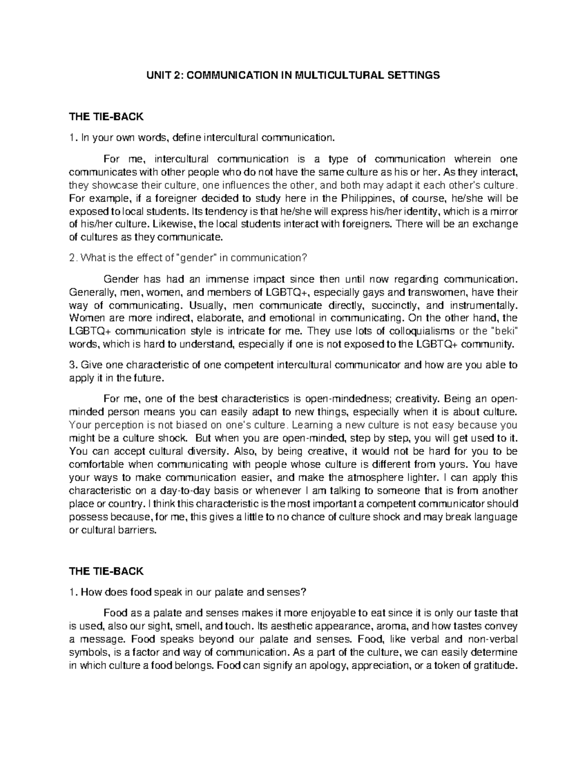 UNIT 2 - Communication In Multicultural Settings - UNIT 2 ...