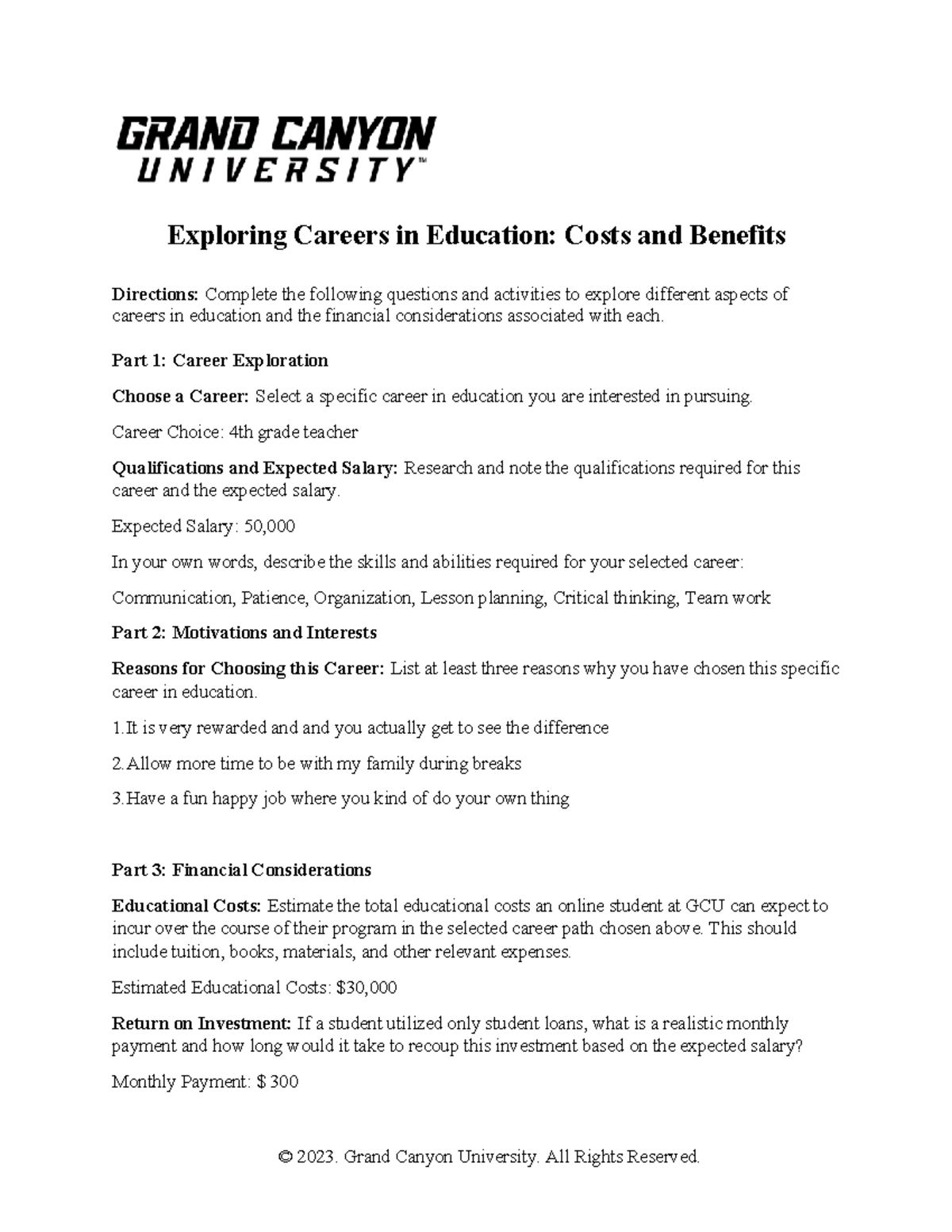 108 exploring careers - Exploring Careers in Education: Costs and ...