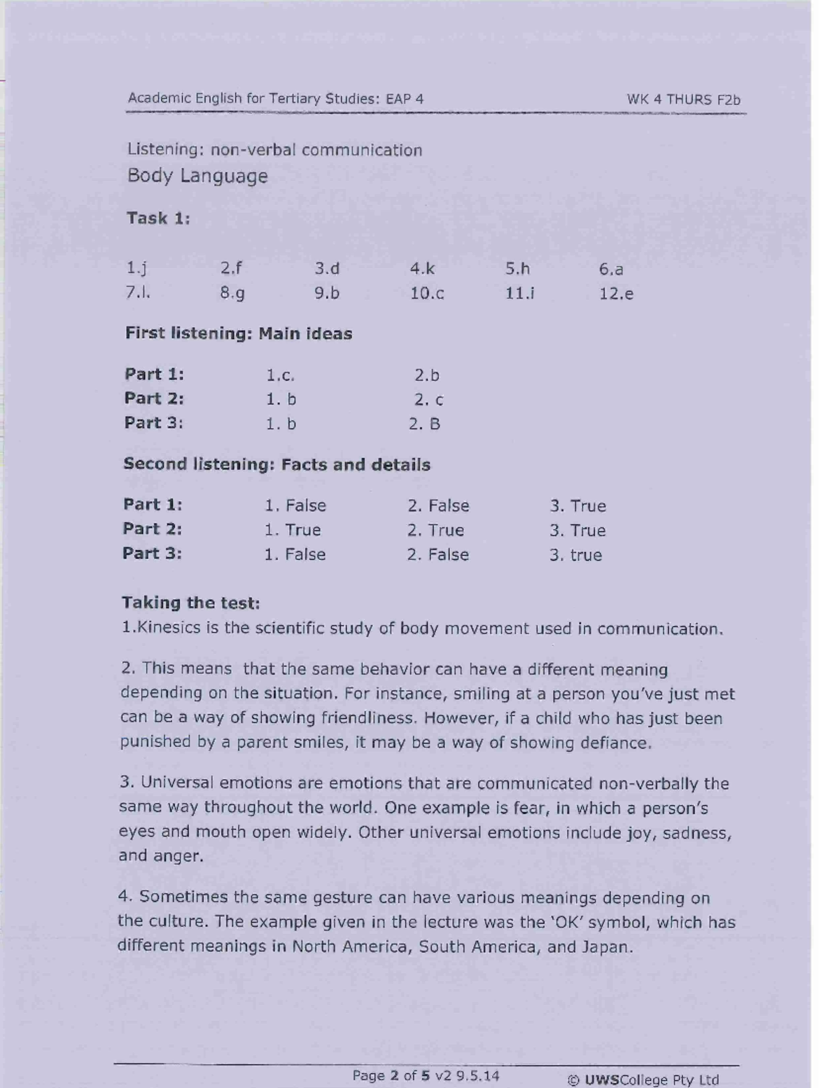 Answers and transcript Non-verbal communication - EAP920.4F - Studocu