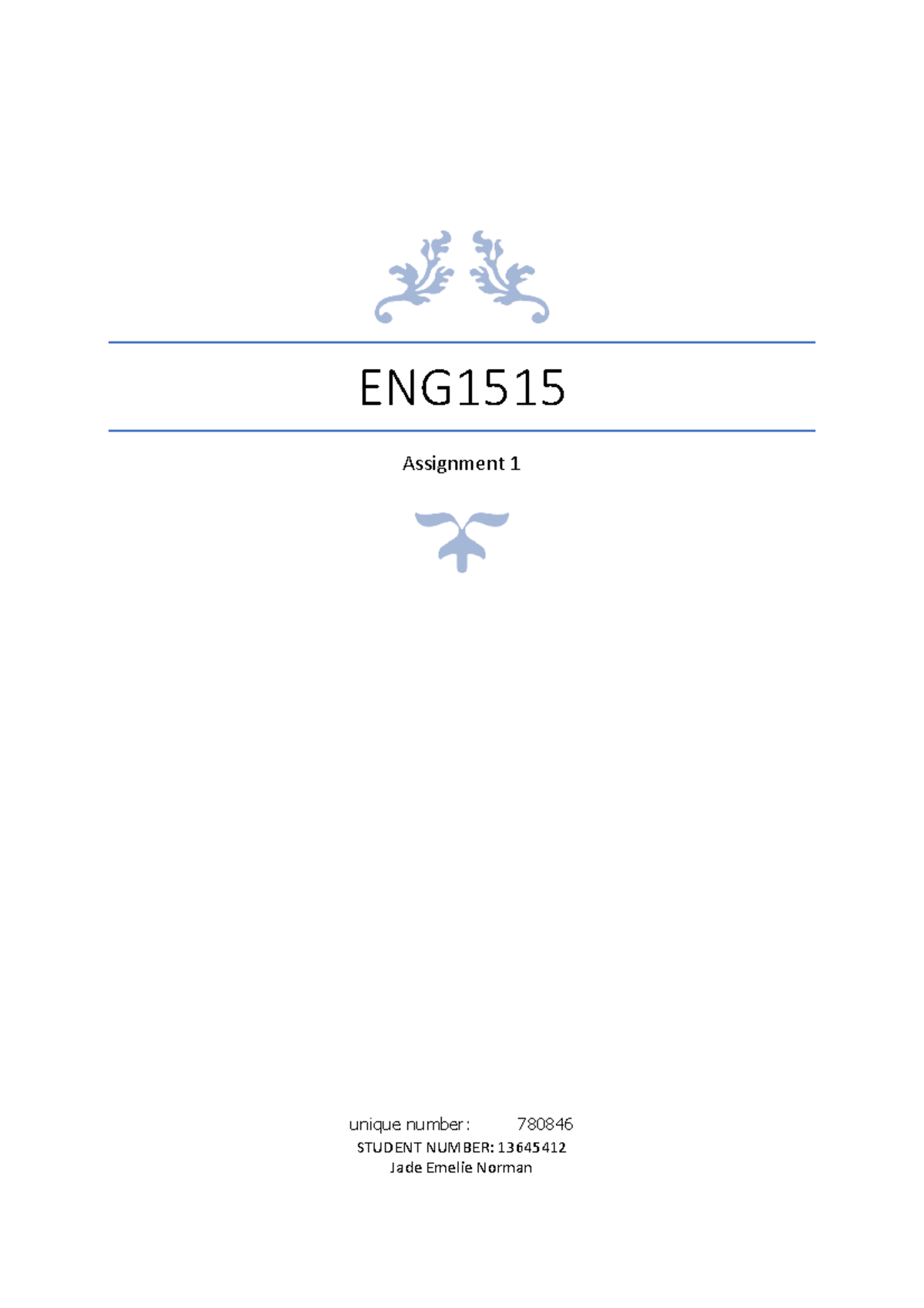 Eng1515 - this is the lecture Notes for 2023 - Jade Emelie Norman ENG ...