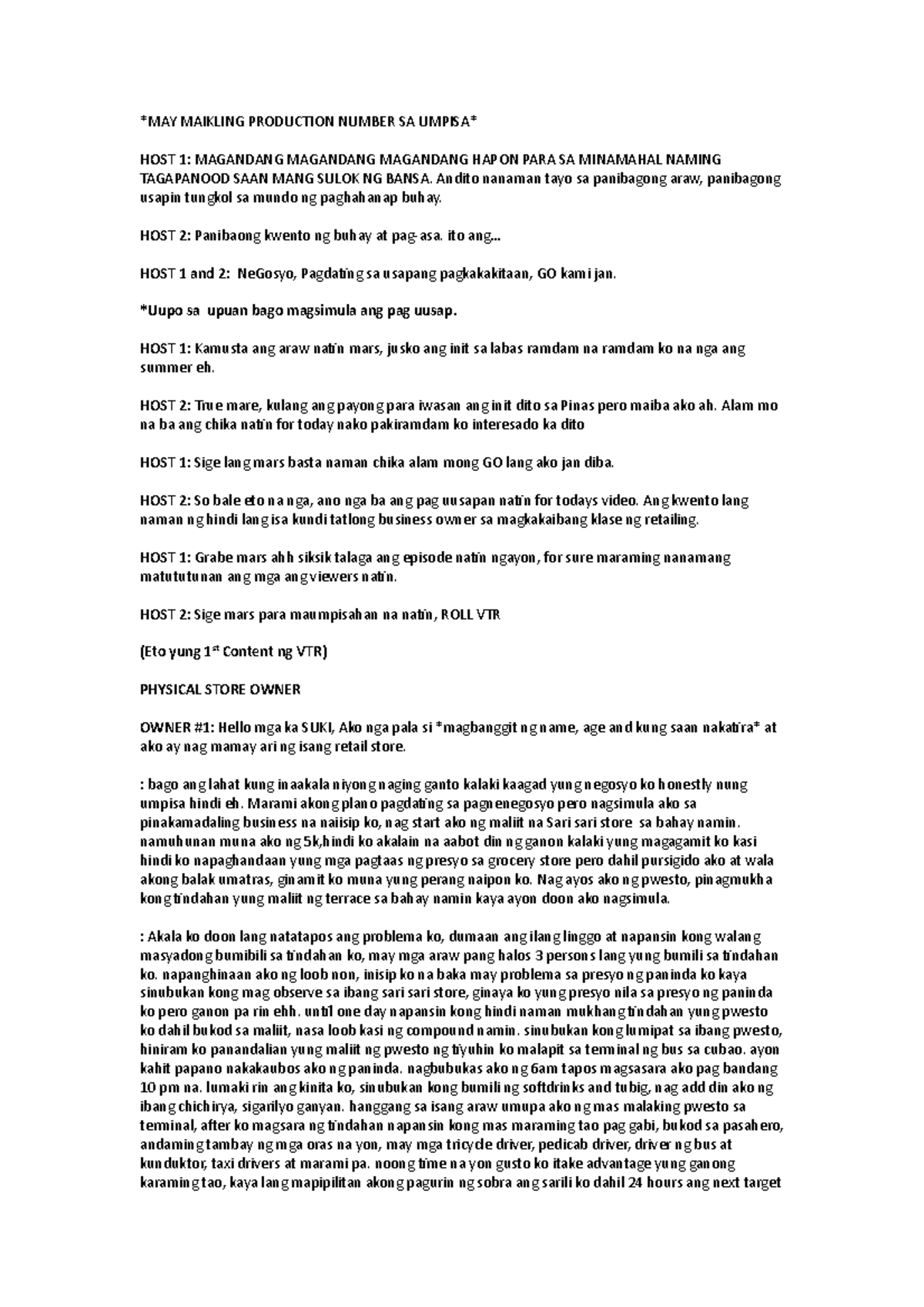 Retail Management Script - MAY MAIKLING PRODUCTION NUMBER SA UMPISA ...