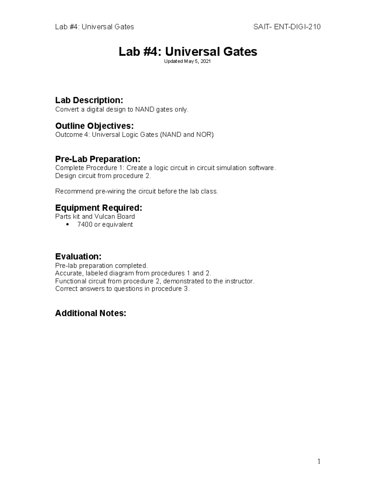 DIGI210 Lab4 - dgdsgdg - Lab #4: Universal Gates Updated December 6 ...