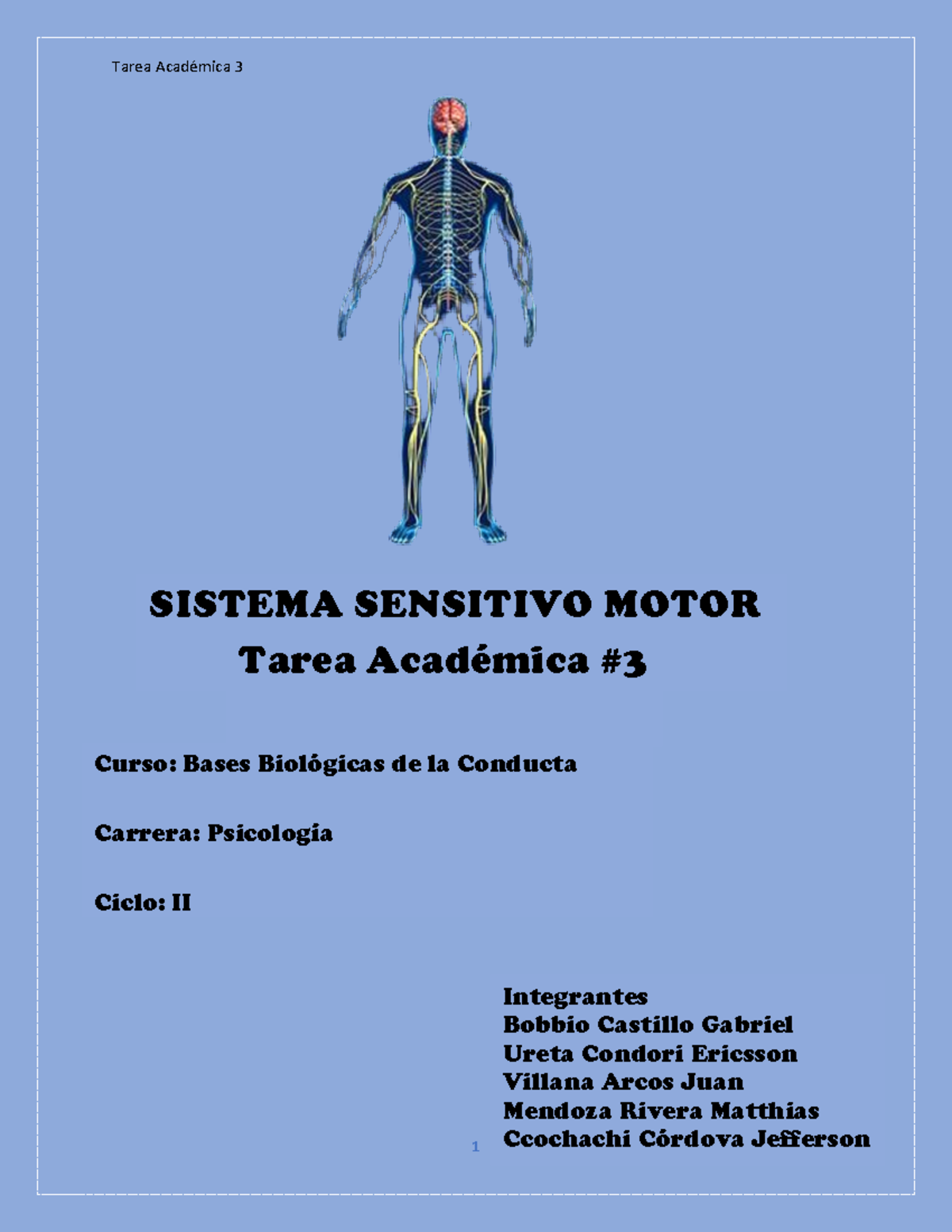 Sistema Sensitivo Motor - Integrantes Bobbio Castillo Gabriel Ureta ...